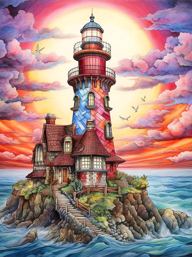 Amazon.com: Xylogist Lighthouse Diamond Painting Kits for Adults - 5D ...