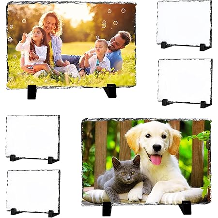 Amazon.com: 4 Pack Sublimation Slate Rock Blanks with Black Display ...