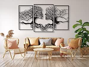 Amazon.de: Wanddeko Baum des Lebens Gesichter, Wandbild aus Holz, Wand deko in Schwarz Gold ...