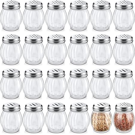Amazon.com: 36 Pieces Glass Spices Shaker with Perforated Top Cheese ...