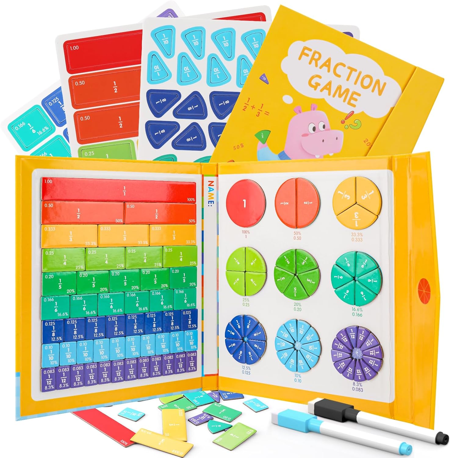 Amazon.com: Magnetic Fraction Educational Puzzle, 102 Pcs Magnetic ...