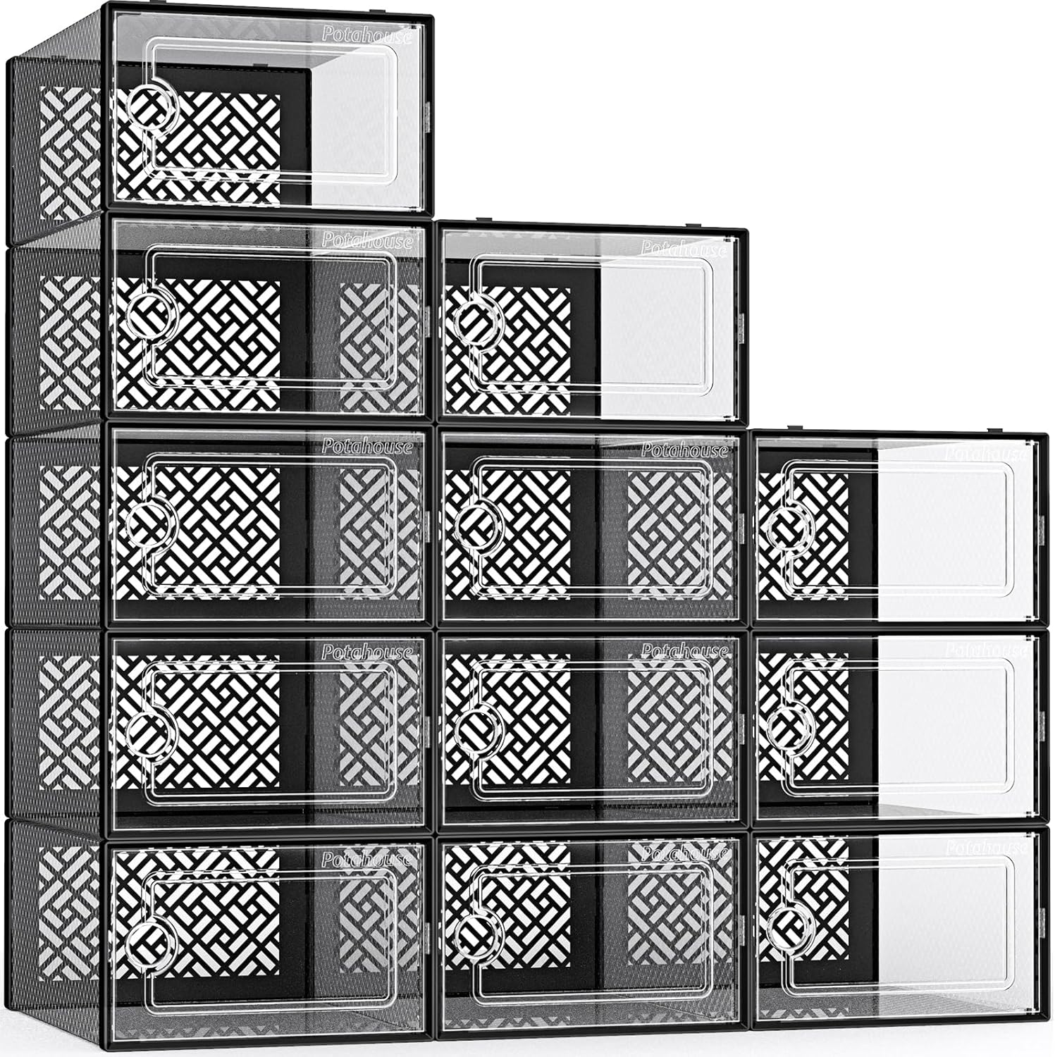 Amazon.com: Potahouse Shoe Storage Box Upgraded Larger 12 Pack Clear ...