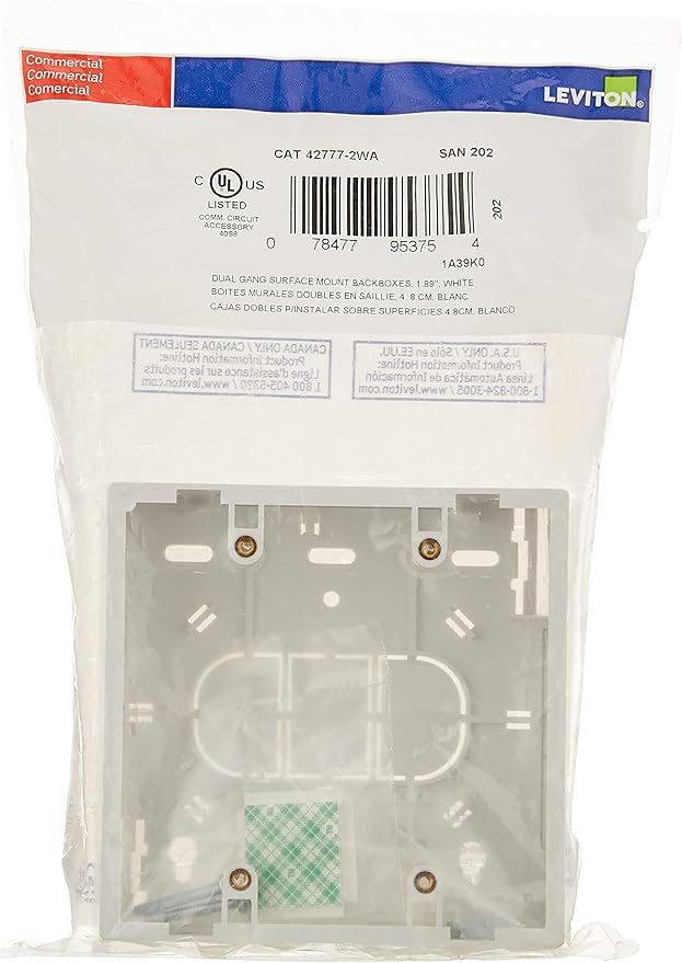 Leviton 42777-2WA Surface Mount Backbox, Dual Gang, White - Electrical ...