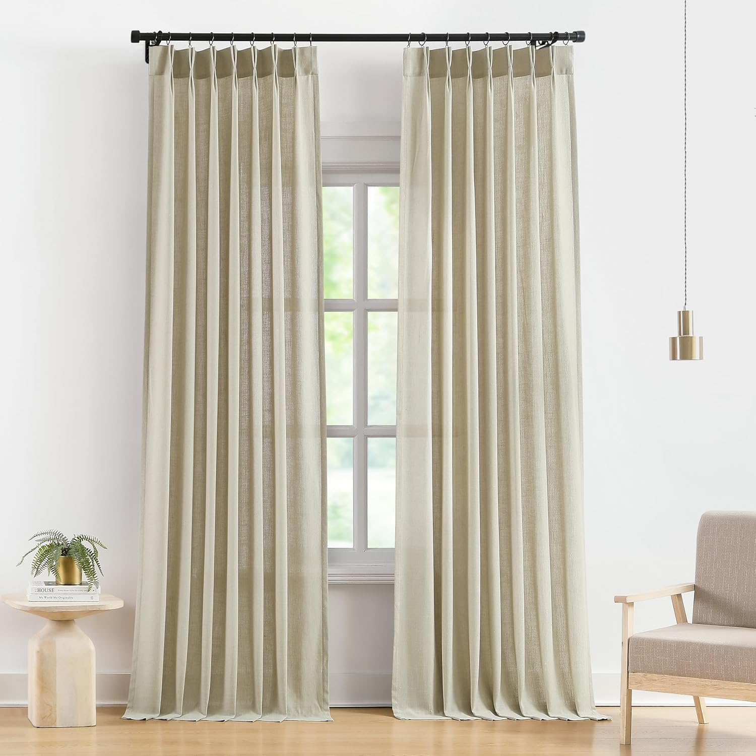 Amazon.com: Vision Home Sand Pinch Pleated Semi Sheer Curtains Textured ...