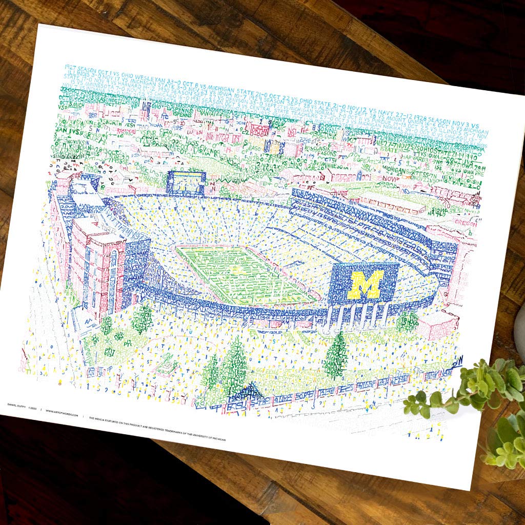 Amazon.com: Michigan Stadium Word Art (Unframed 16x20) Handwritten with ...