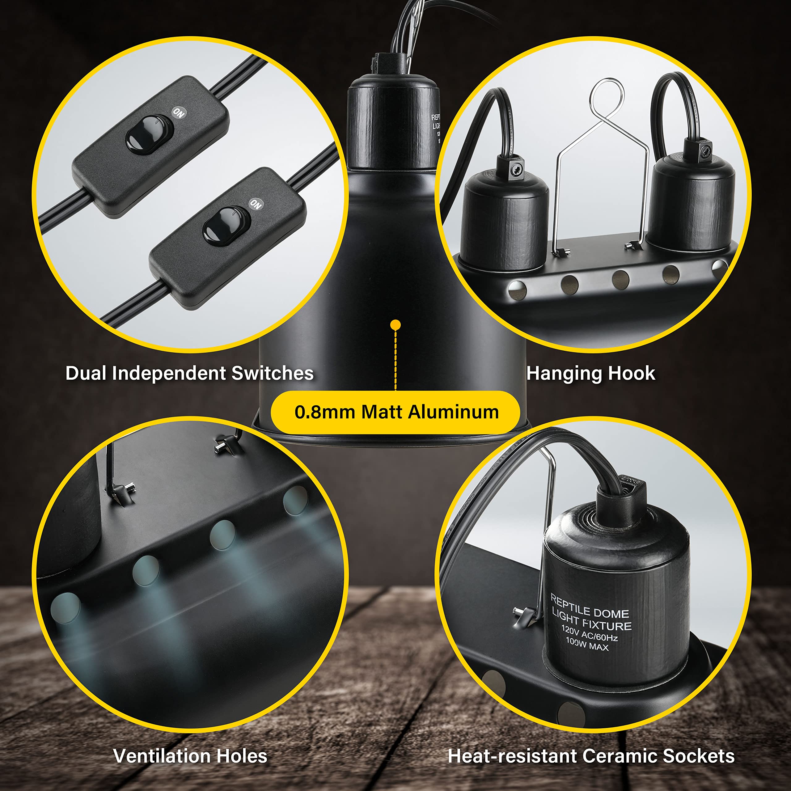 Snapklik.com : Simple Deluxe Reptile Lamp Fixture Aluminum Dome Light ...