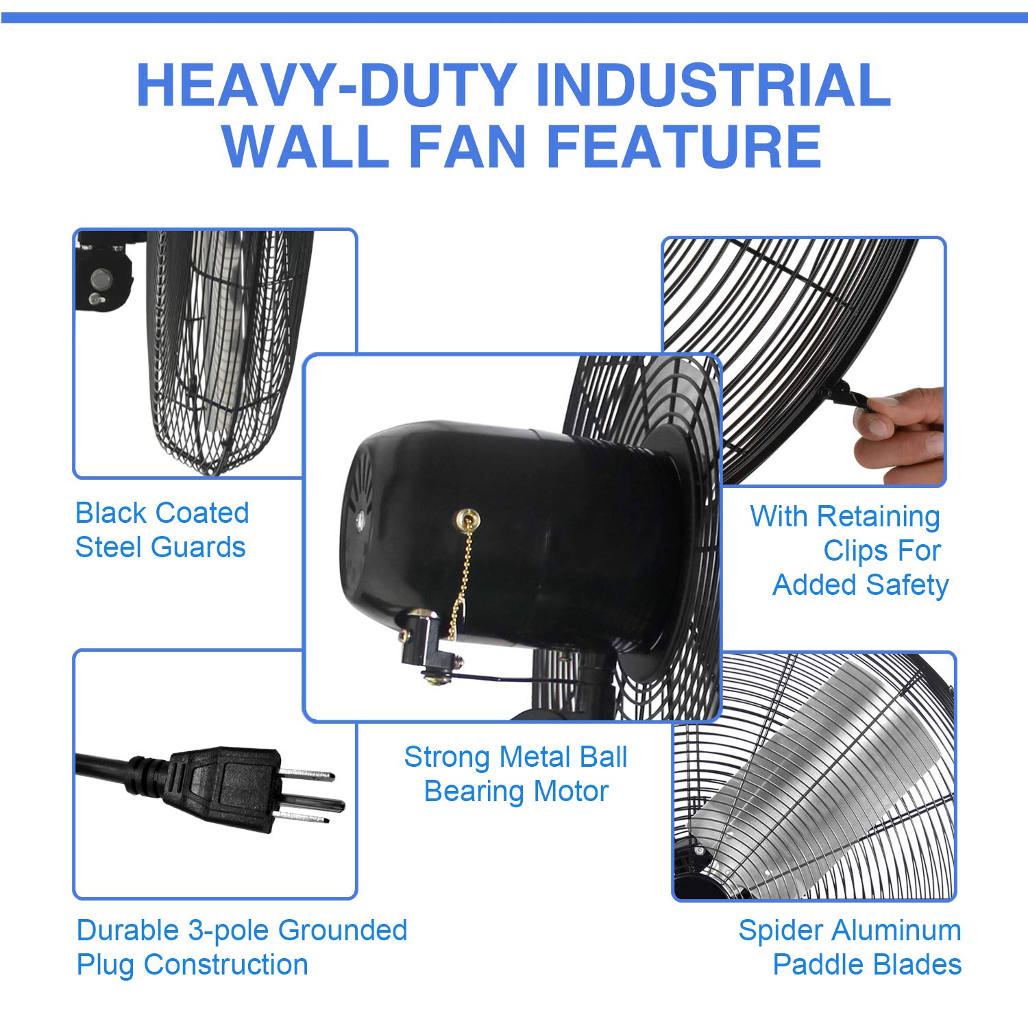 KEN BROWN 30 Inch Industrial Oscillating Wall Mount Fan 9500CFM,Heavy ...