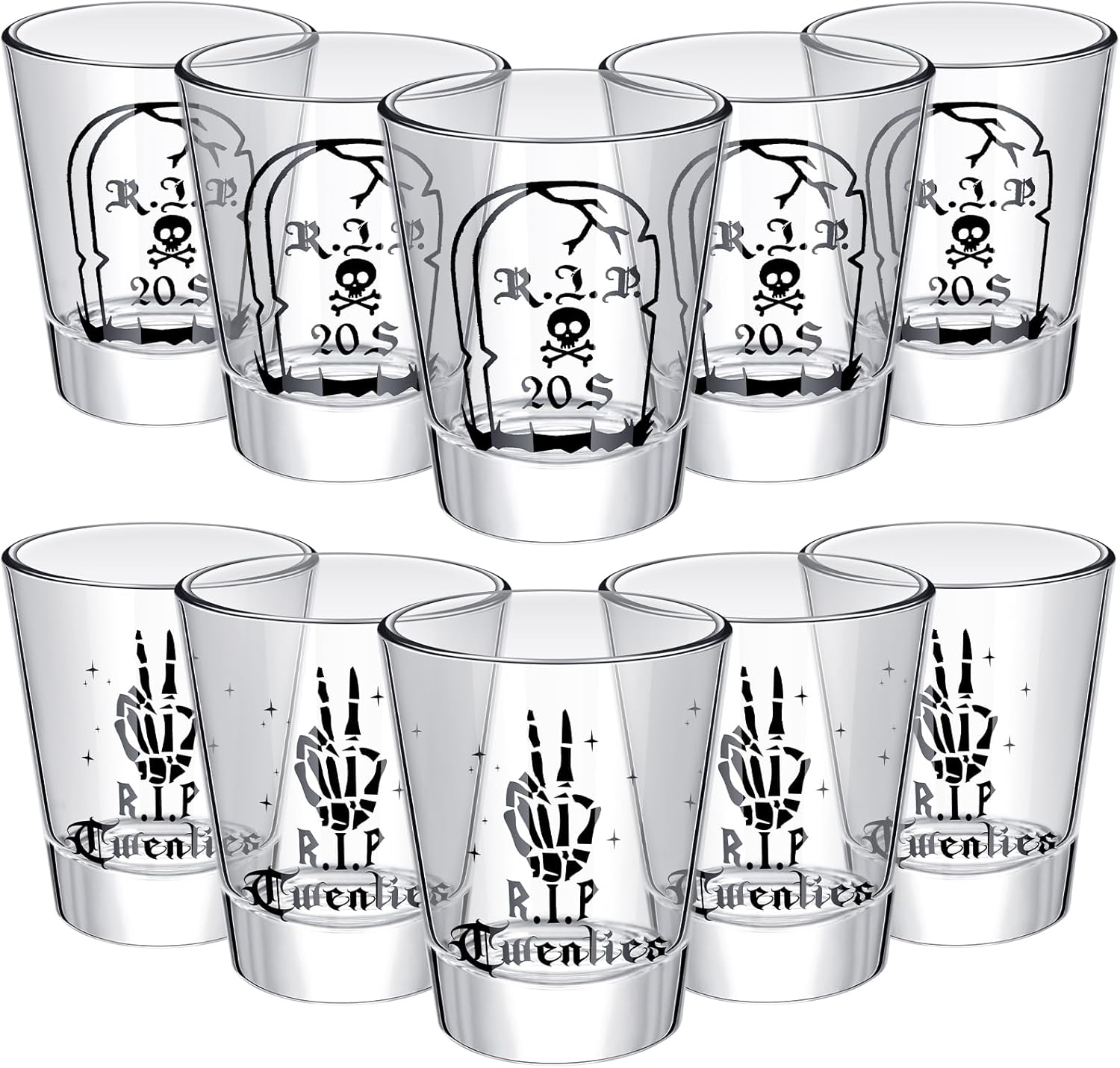 Amazon.com | Nuogo 24 Pcs 30th Birthday Shot Glasses Rip to My 20s ...
