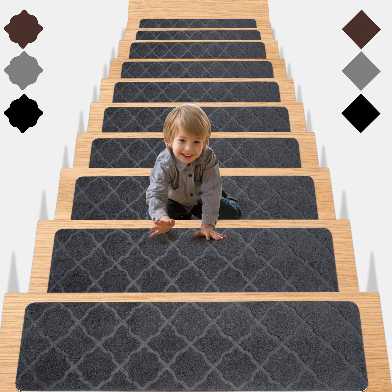 JUTUO Stair Treads for Wooden Steps 8" X 30",Self Adhesive Stair Treads ...