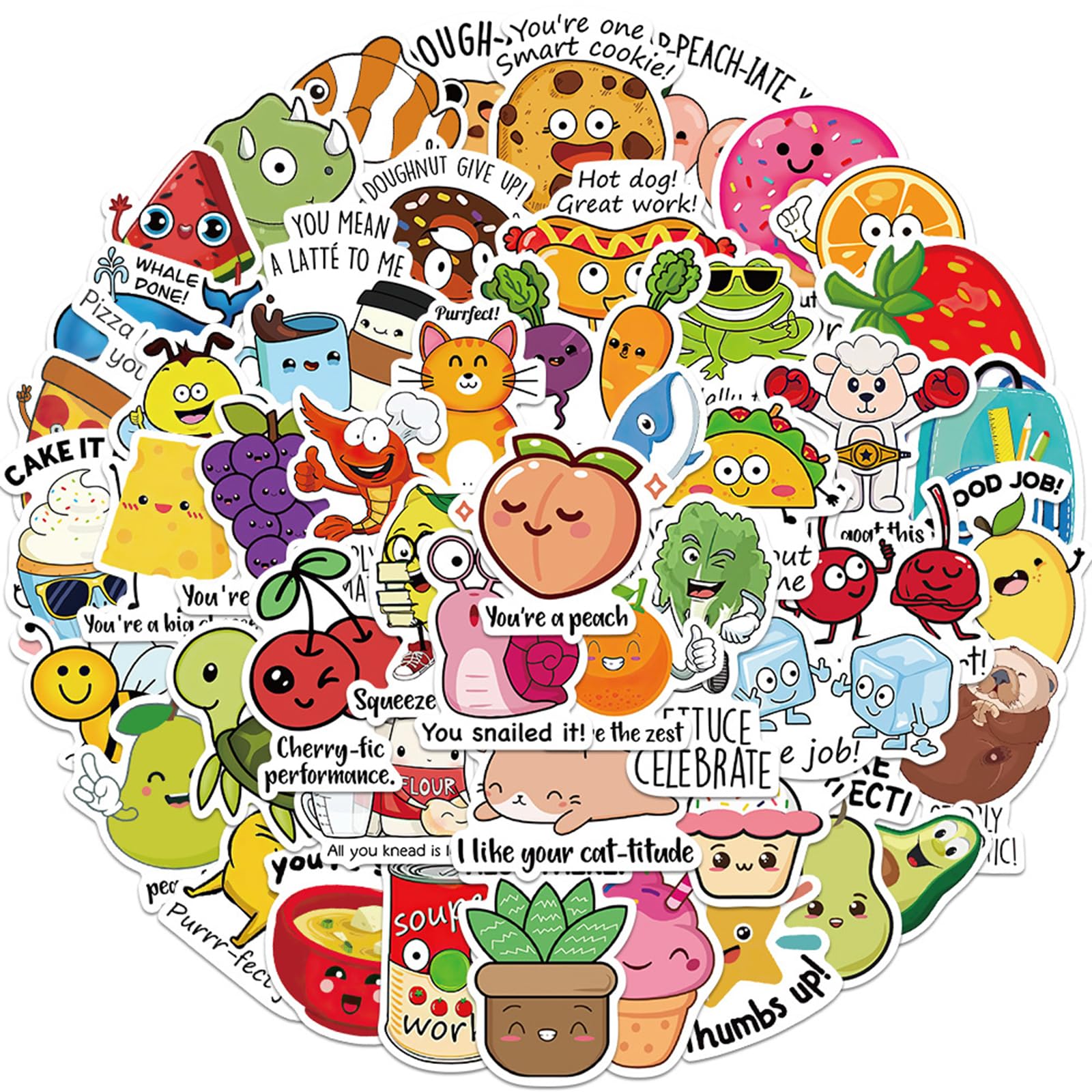 Amazon.com: 50pcs Funny Stickers for Kids, Cute Punny Teacher Reward ...