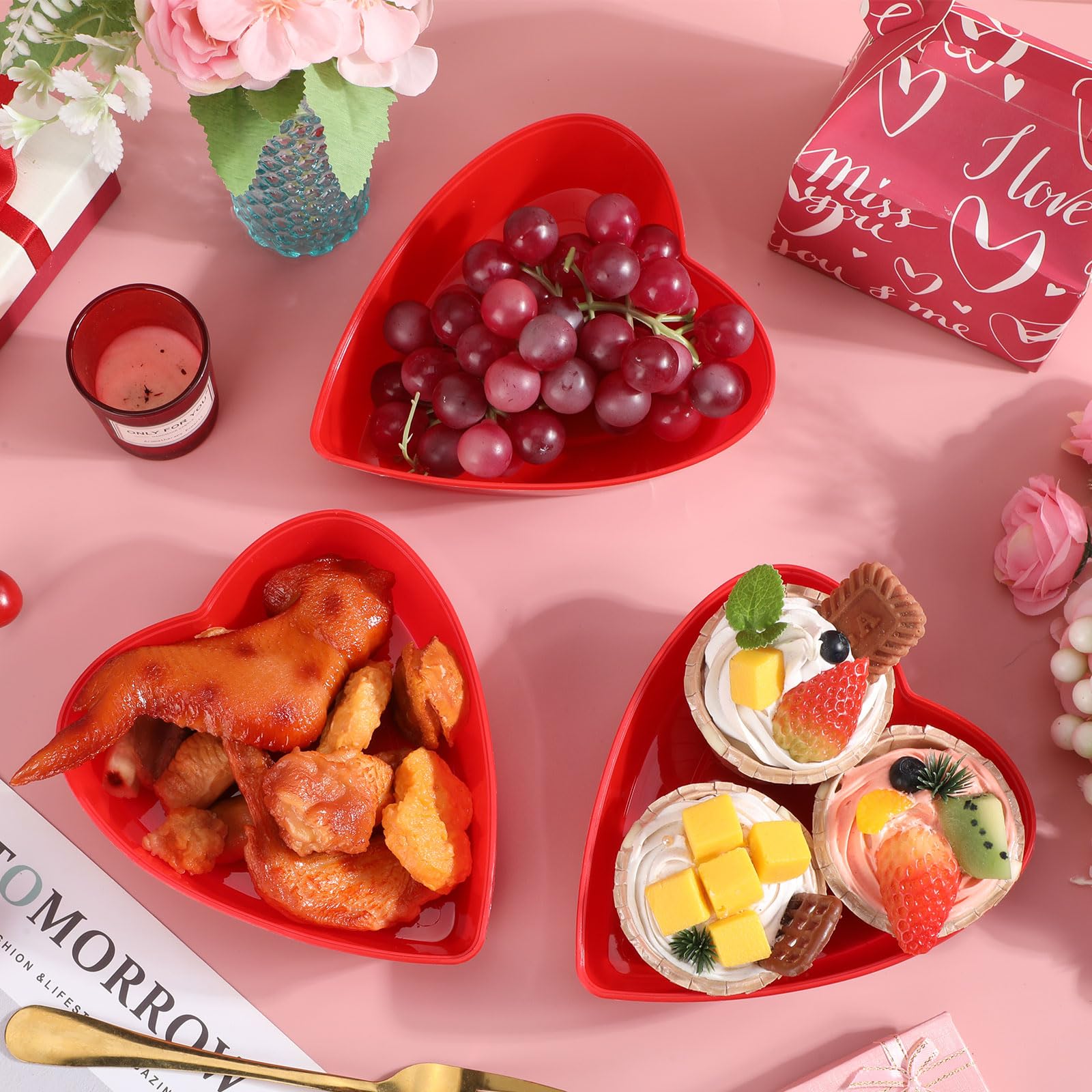 Snapklik.com : Hushee 100 Pcs Valentines Day Heart Containers Plastic ...