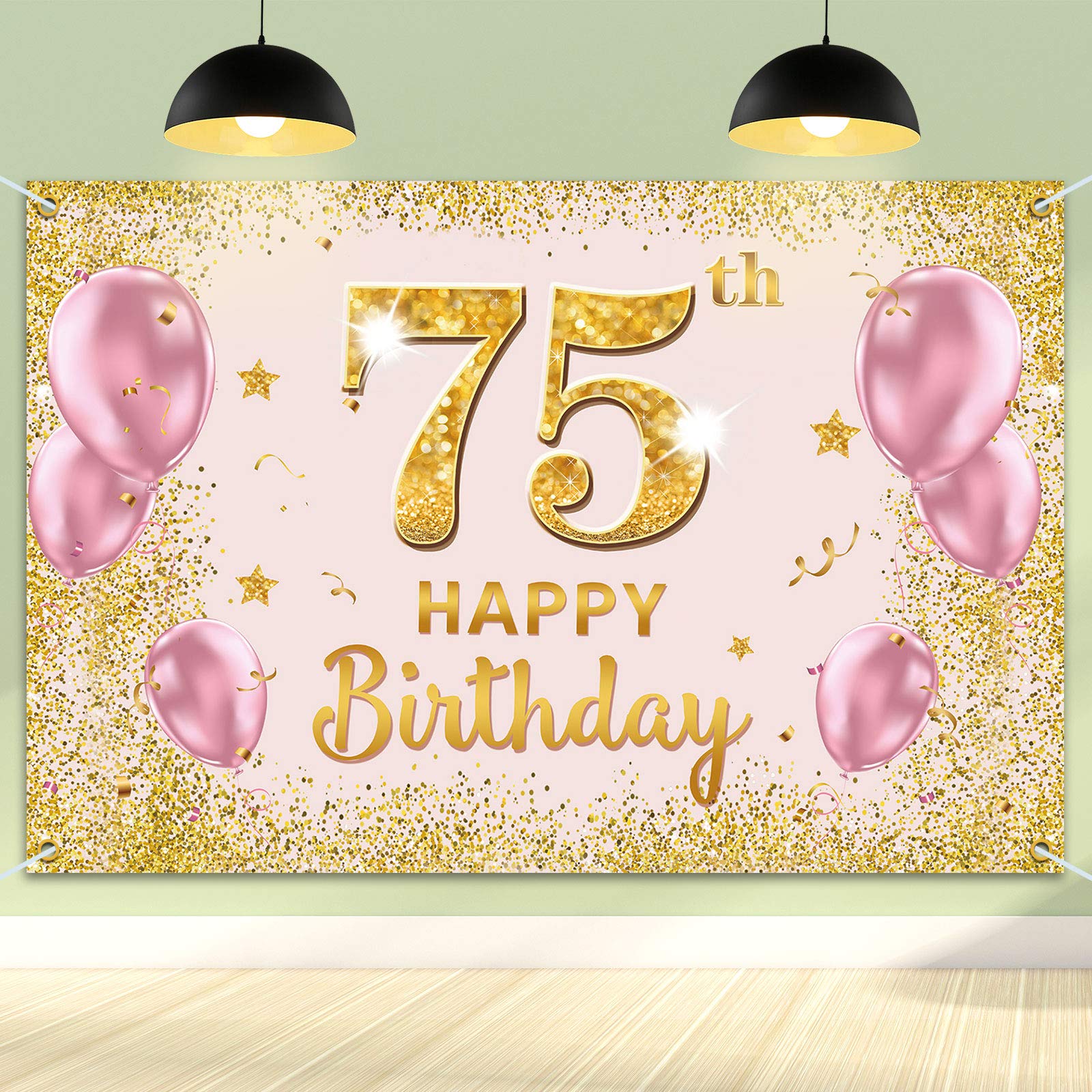 Amazon.com: PAKBOOM Happy 75th Birthday Backdrop Banner - 75 Birthday ...
