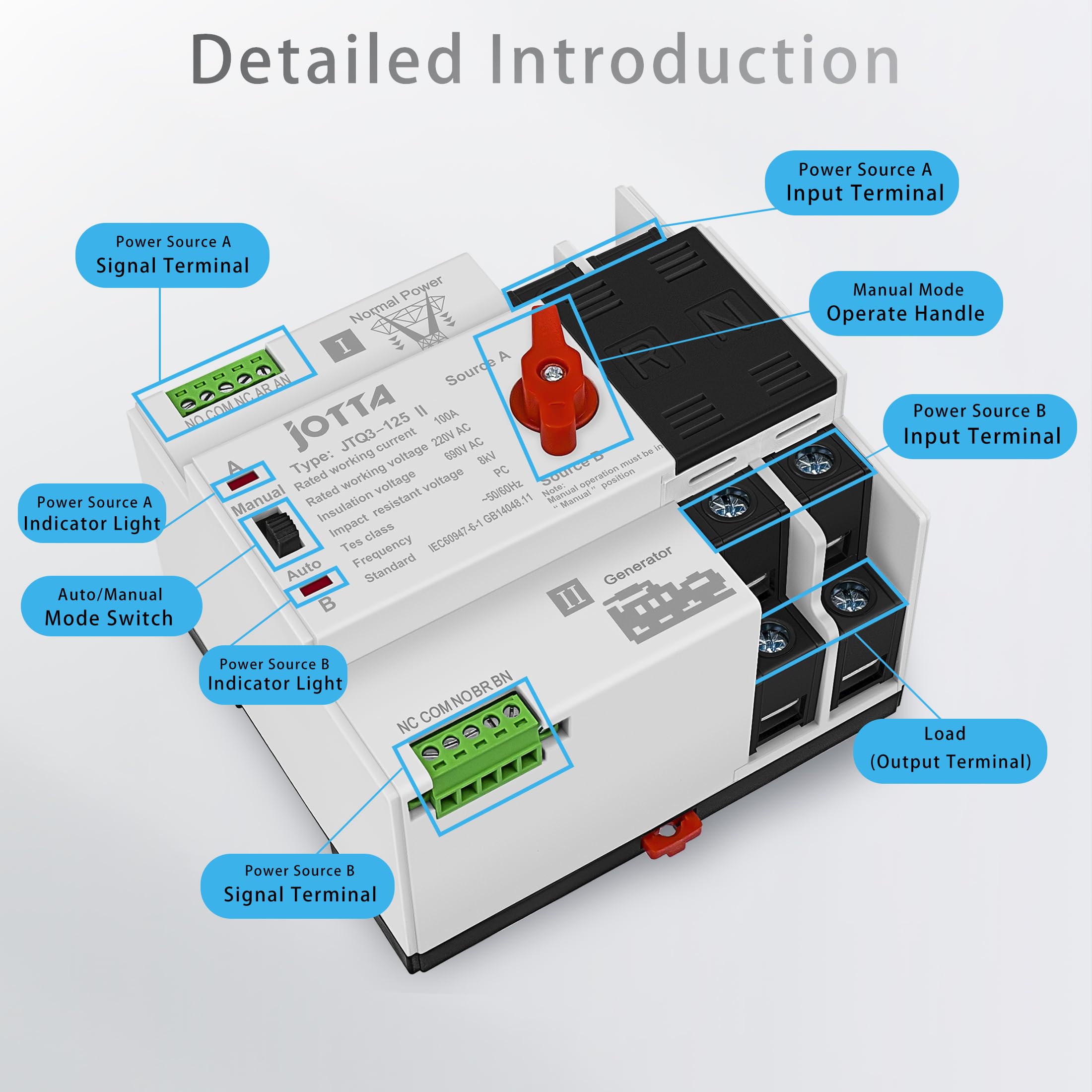 Snapklik.com : Dual Power Automatic Transfer Switch 2P 100A 220V PC ...