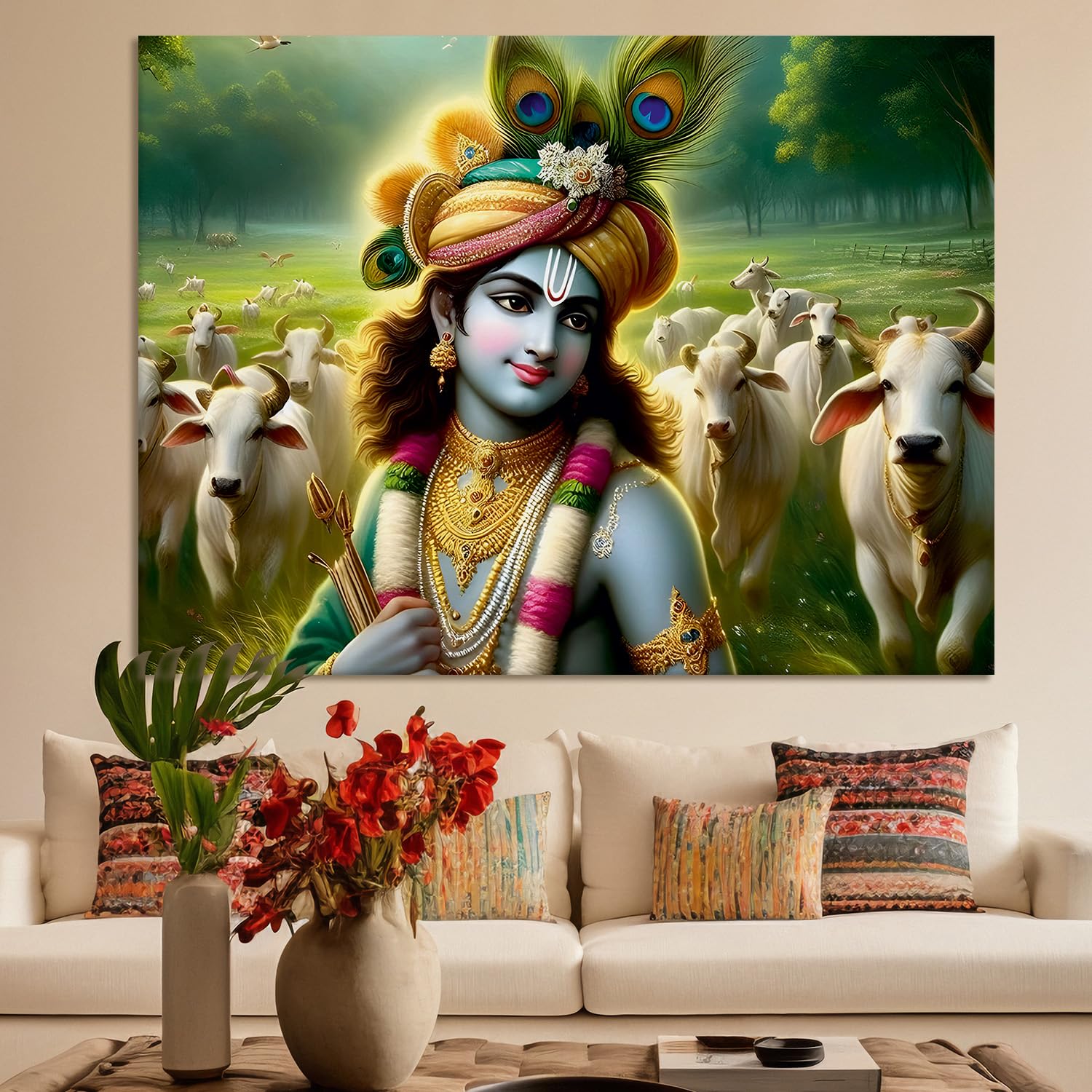 PAPER PLANE DESIGN Lord Radha Krishna Divine Large Wall Art ...