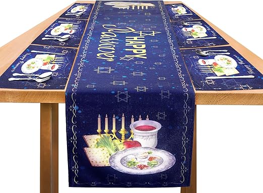 Amazon.com: Tessco Set of 7 Happy Passover Table Runner and Passover ...