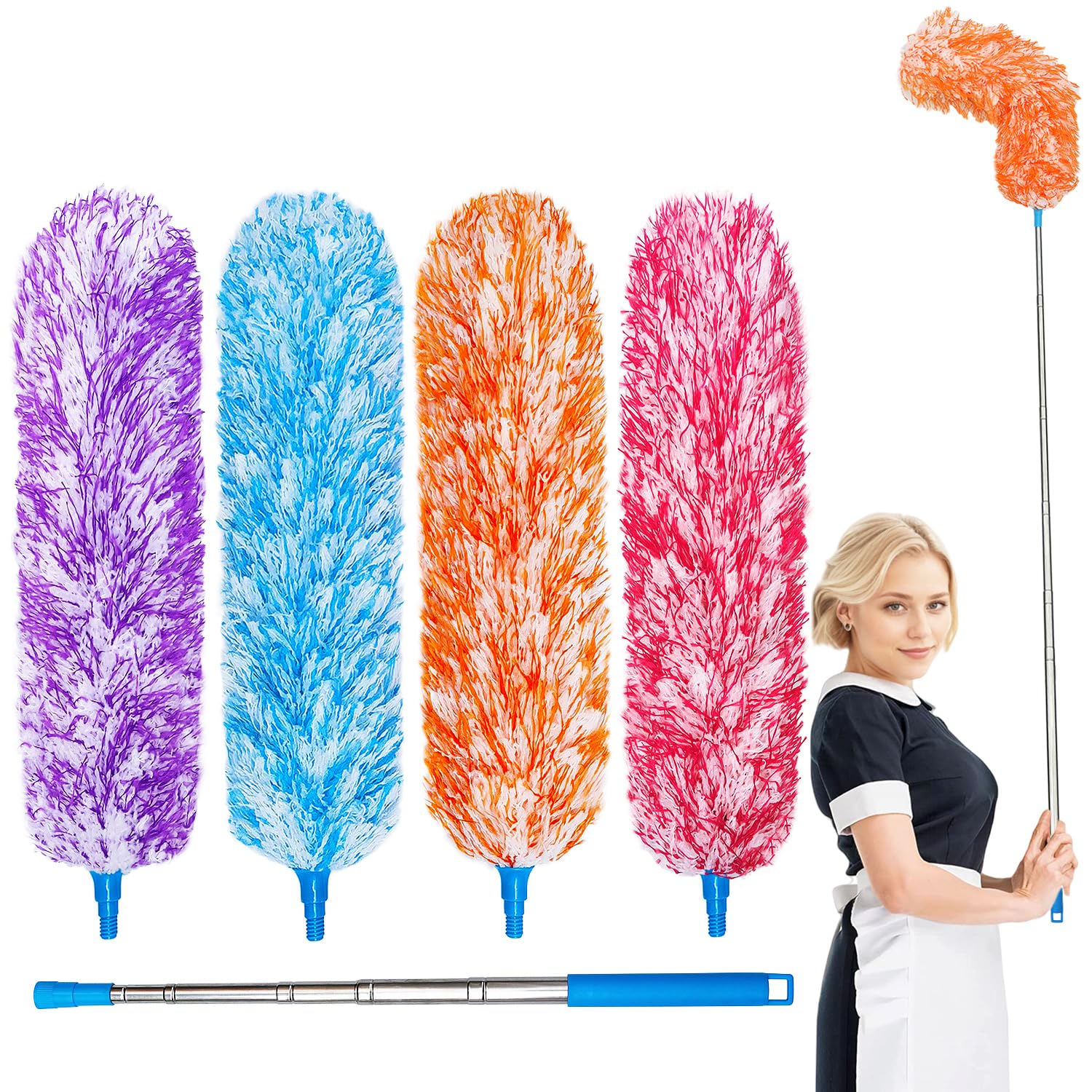 Amazon.com: 4 Upgraded 55-inch Long Microfiber Dusters with Telescopic ...
