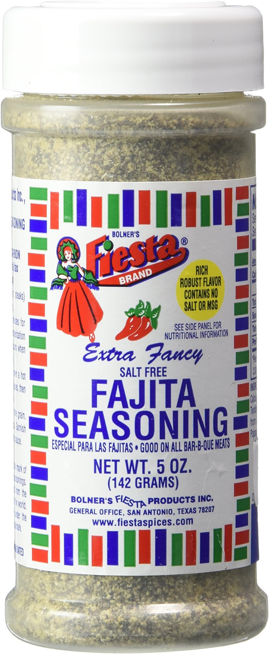 Amazon.com : Bolner's Fiesta Extra Fancy Salt Free Fajita Seasoning, 20 ...
