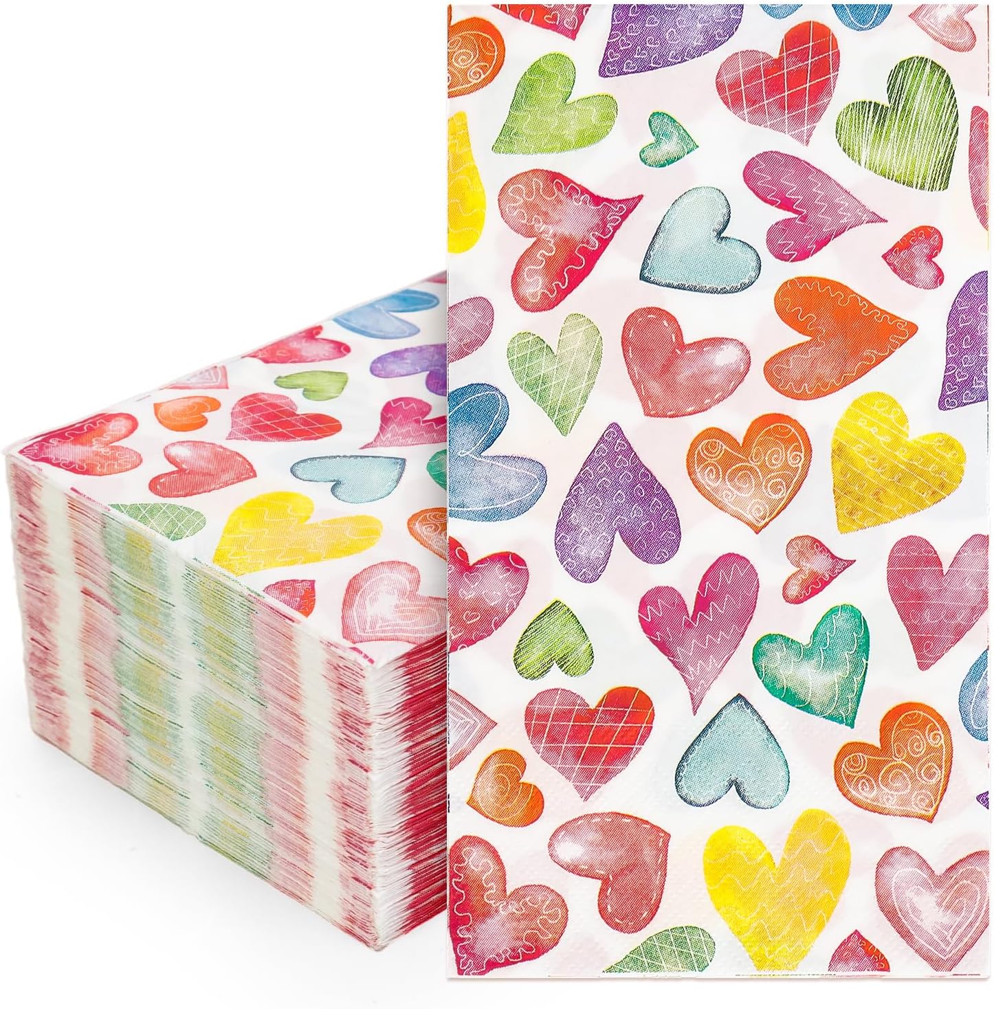 Amazon.com: Hotop 200 Pcs Colorful Heart Guest Napkins Disposable Hand ...