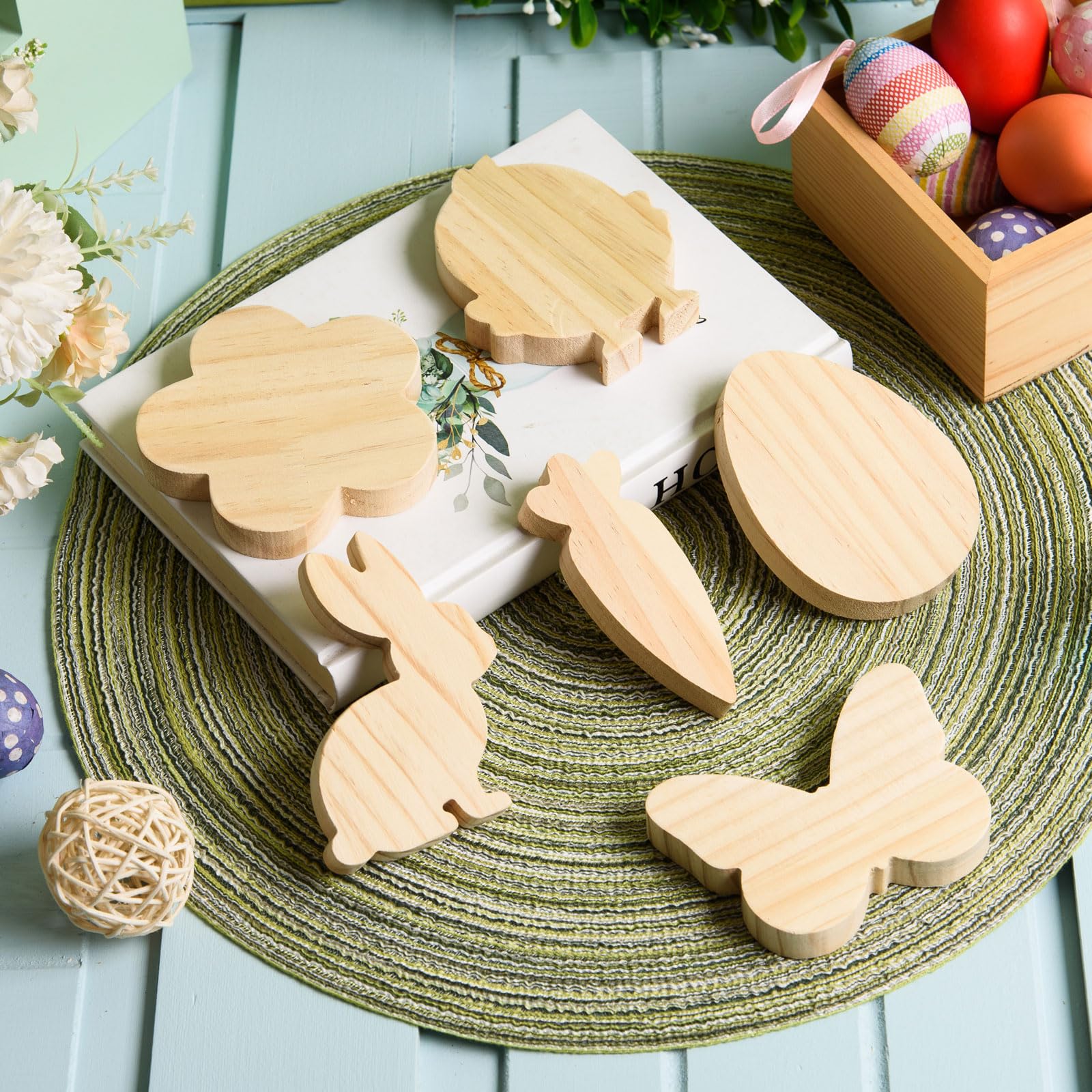 Snapklik.com : AWIZOM 12 Pcs Easter Wooden Cutouts Unfinished Easter ...