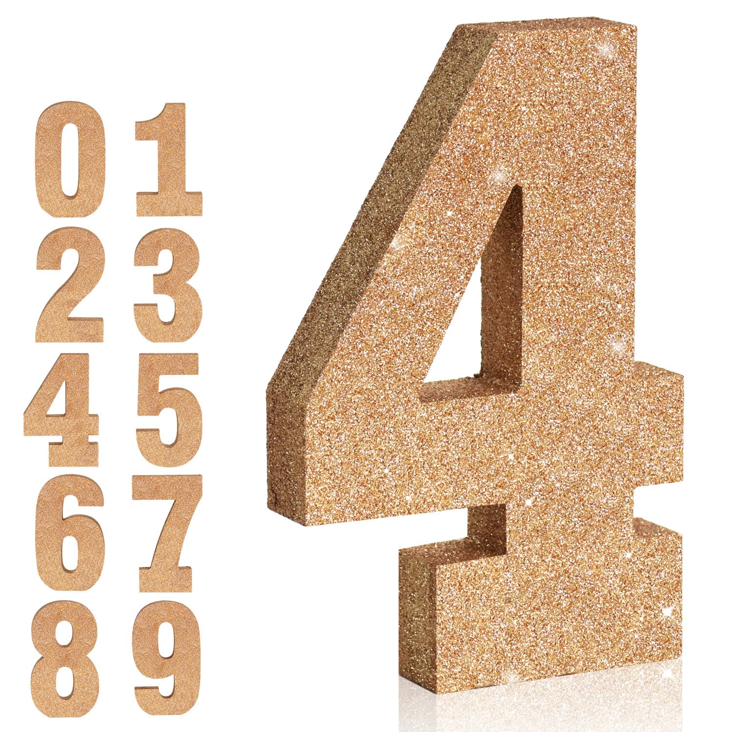 Amazon.com: TONIFUL 7.8 Inch Champagne Gold Glitter Number 4 Table ...