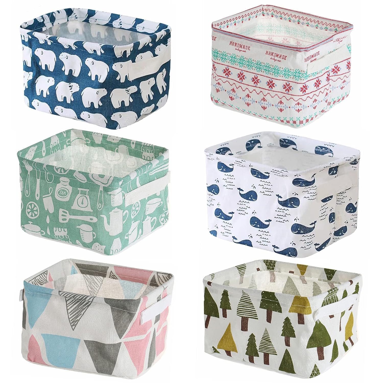 Hudux Foldable Storage Basket - Set of 6 Small Collapsible Canvas ...