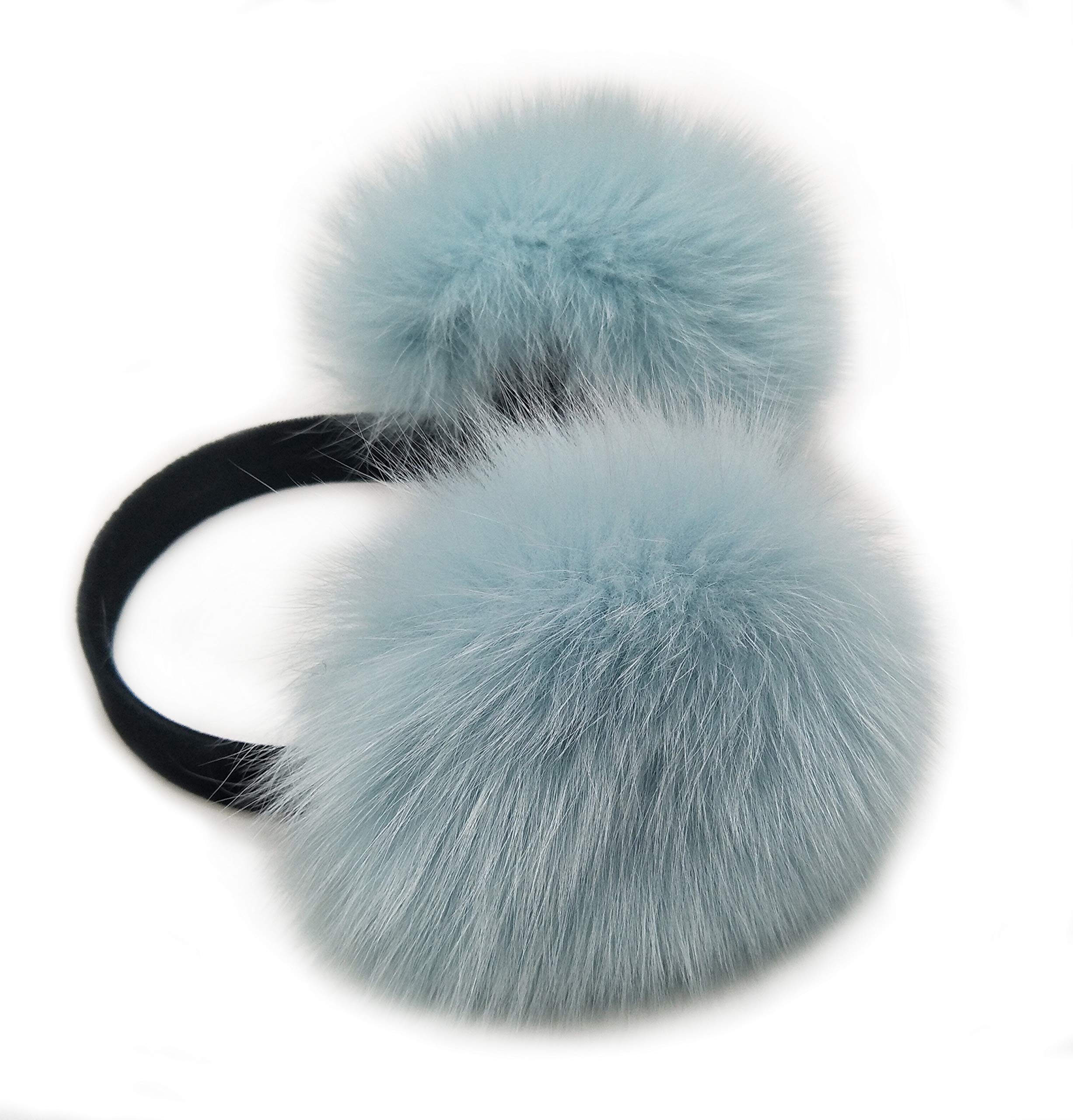 Amazon.com: Hima 100% Real Fox Fur Winter Earmuff, Made in US (Aqua ...
