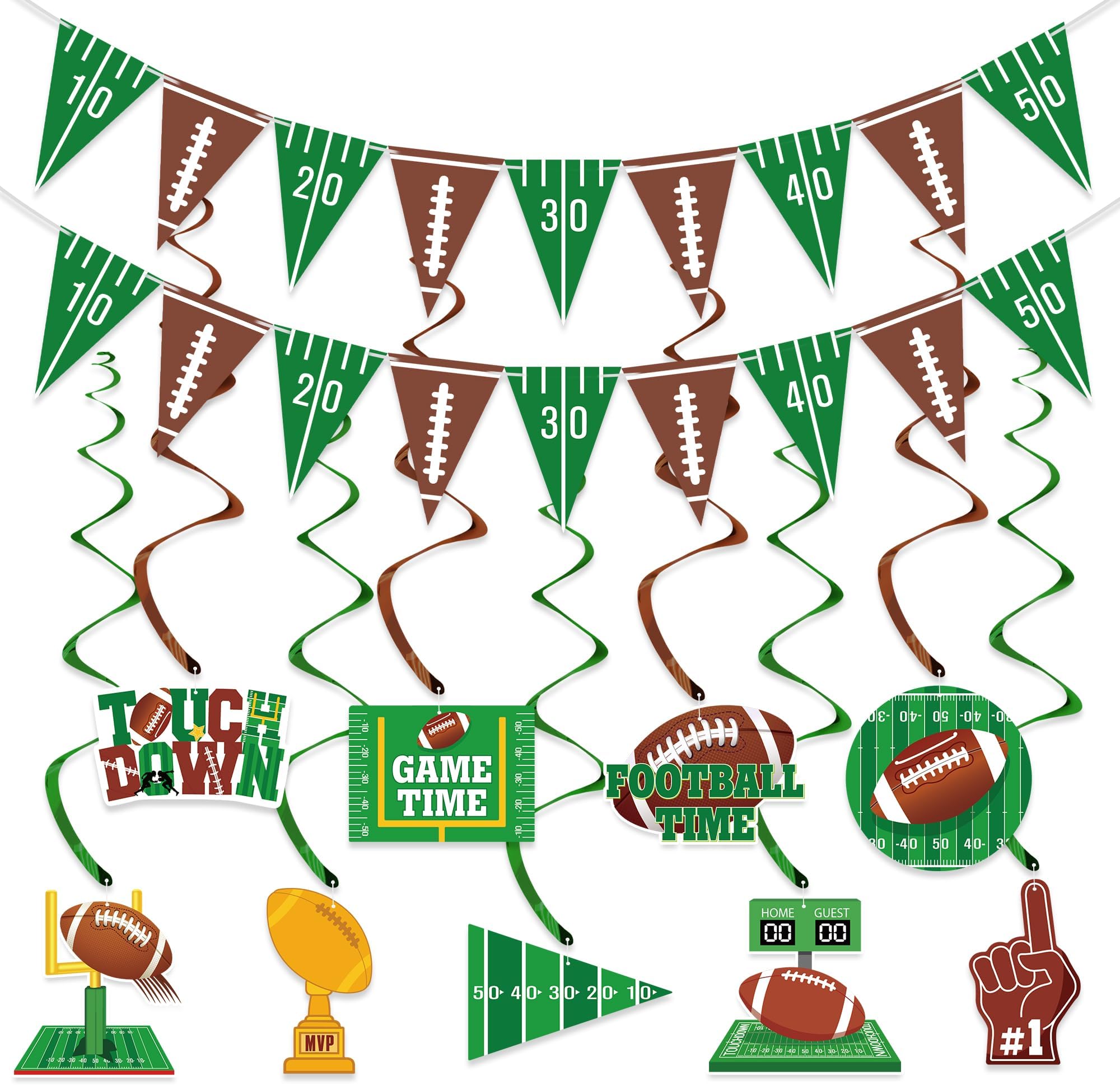 Amazon.com: VILIFEVER 2 Pieces Game Time Banner Football Garland for ...