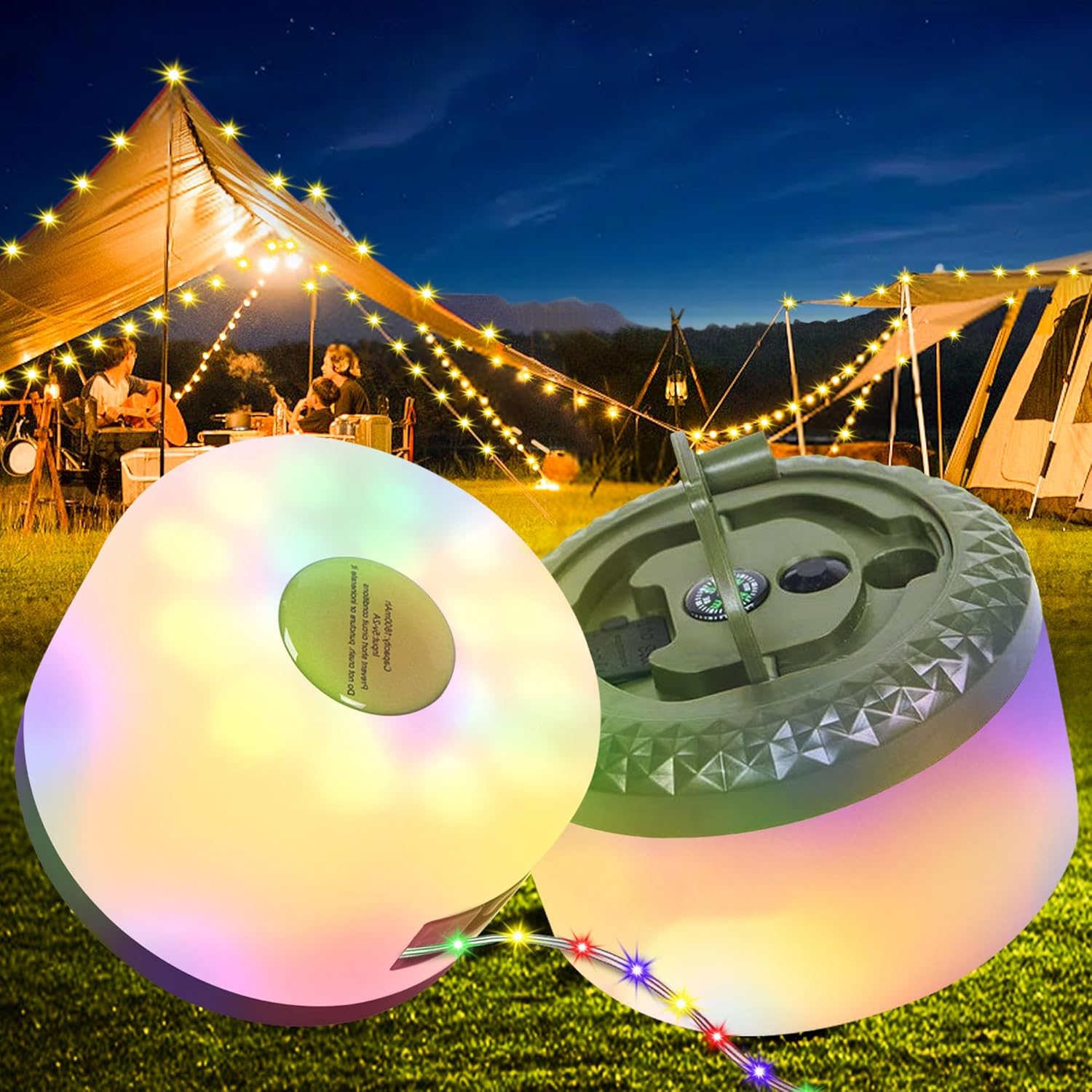 Camping Light String for Tent, 33ft Retractable Outdoor Lights String ...