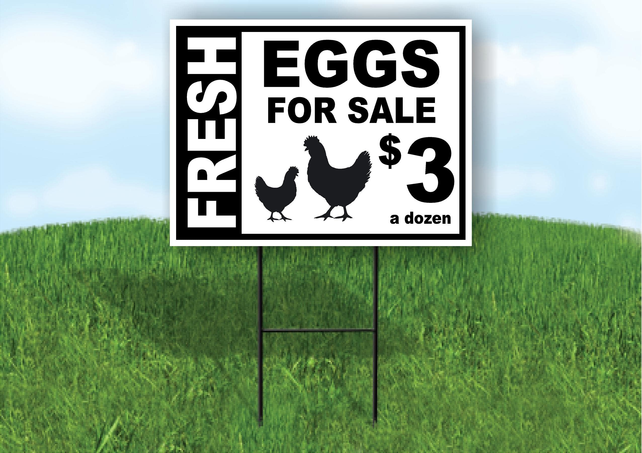 Amazon.com : Fresh Eggs for Sale Sign - 18x24 Double Sided Coroplast ...