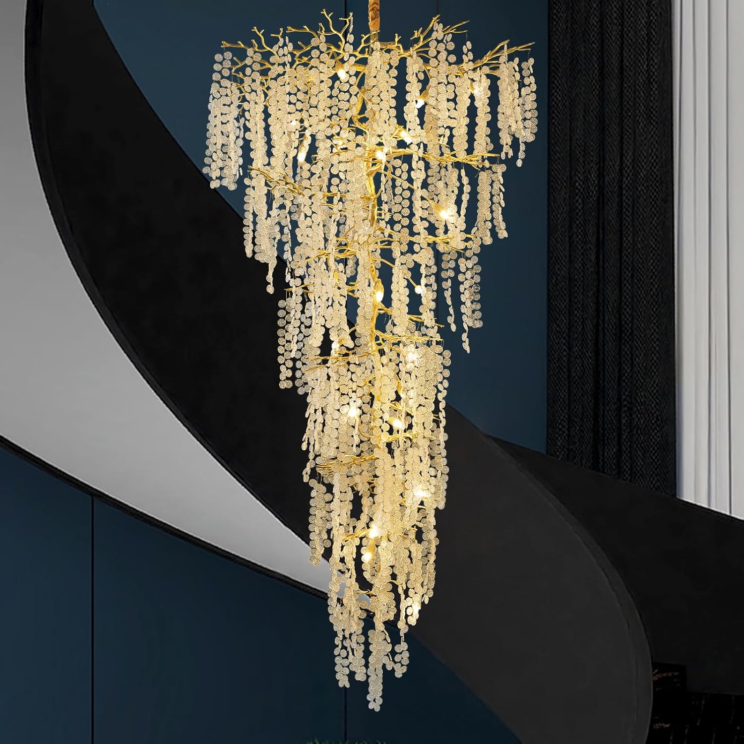 kvtinmty H134'' Modern Crystal Tree Branch Chandelier,Foyer High ...