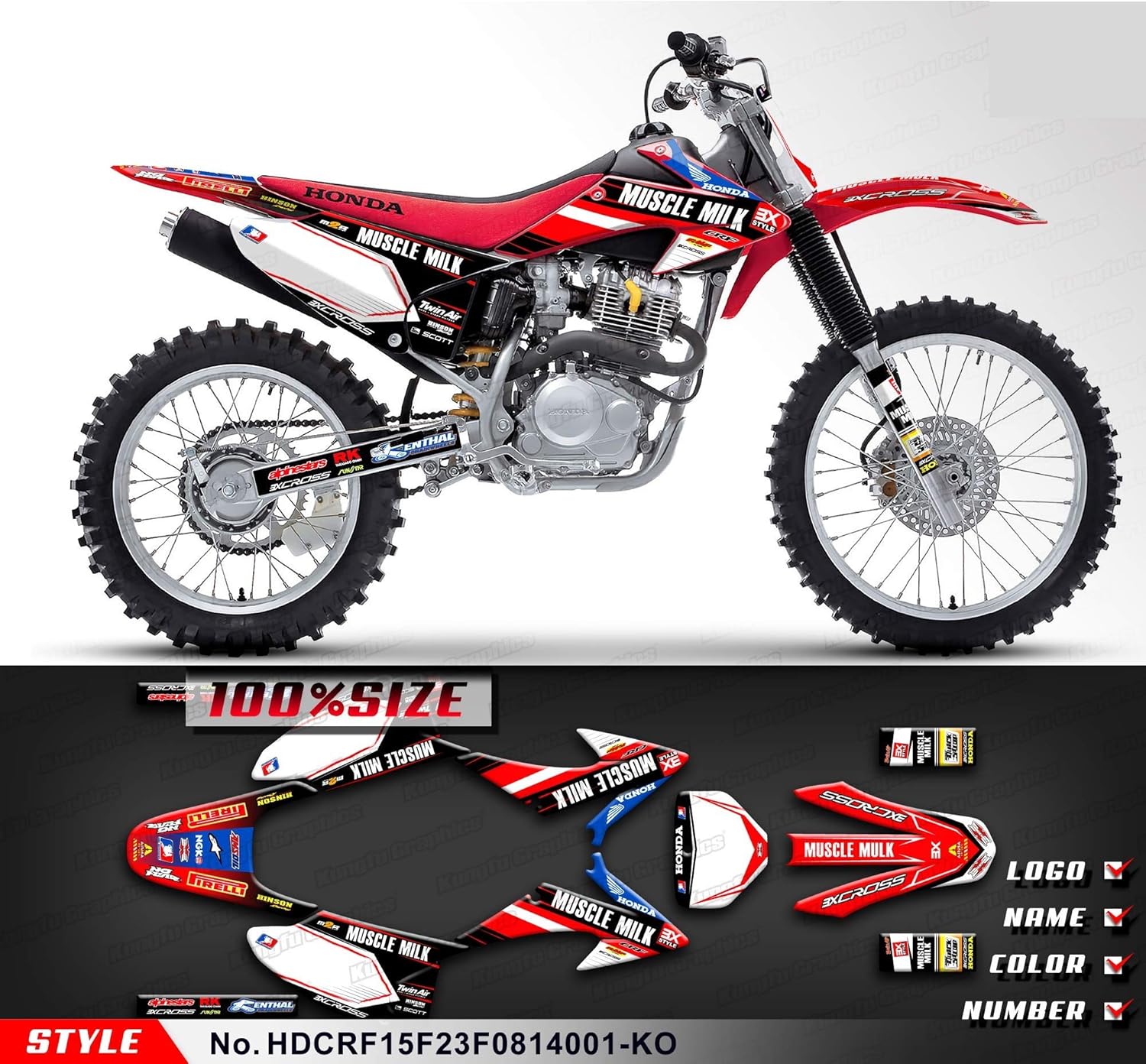 Amazon.com: Kungfu Graphics Custom Decal Kit for CRF230F CRF150F 2008 ...