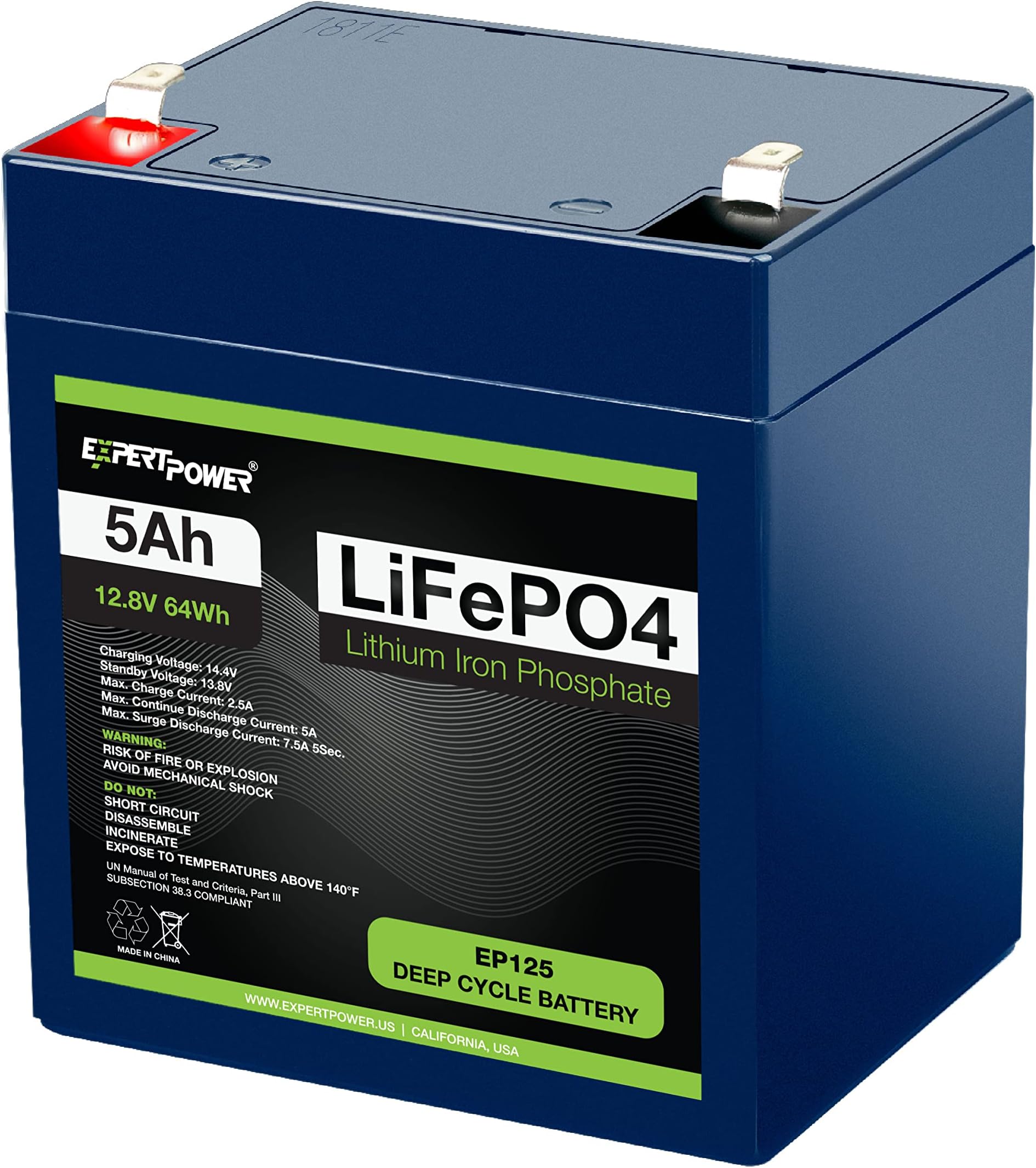 Amazon.com: ExpertPower 12V 5Ah Lithium LiFePO4 Deep Cycle Rechargeable ...