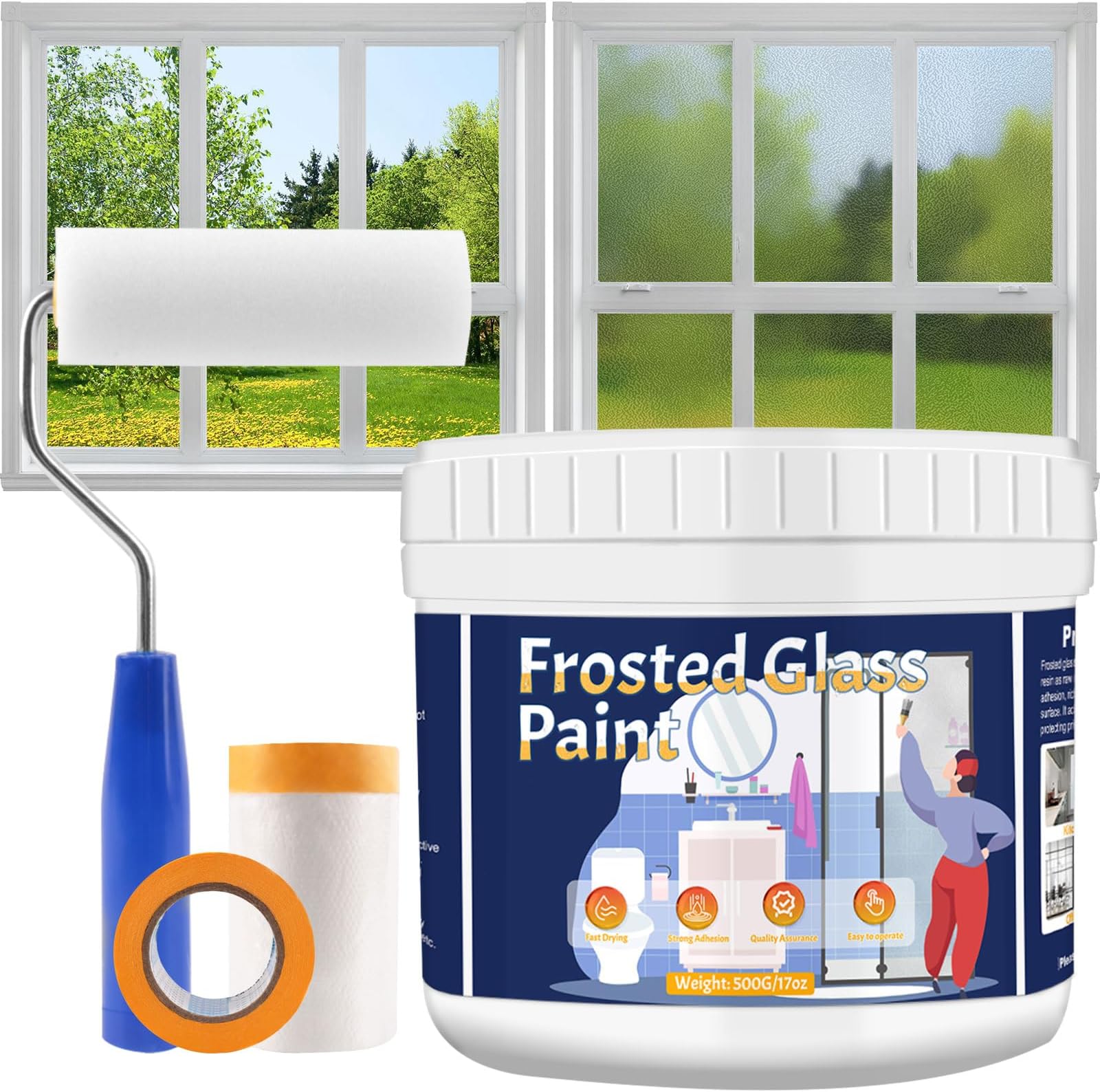 Amazon.com: Door and Window Shading Frosted Glass Paint, Frosted Glass ...