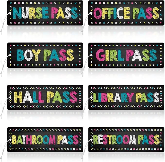 Amazon.com: 8 Pcs Chalkboard Lanyards School Passes Set Magnetic ...