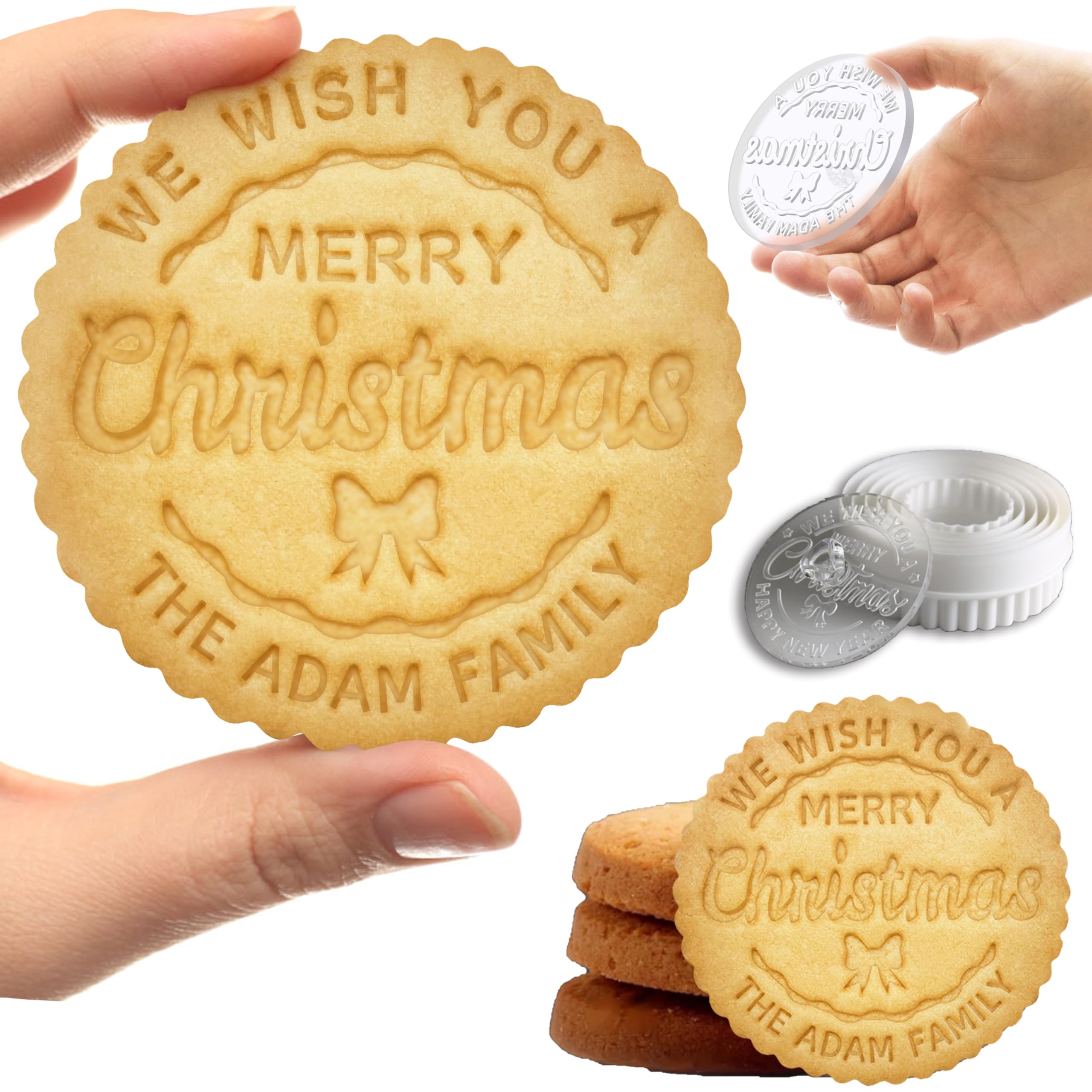 Amazon.com: Personalized Cookie Stamp Christmas Cookie Cutter with ...
