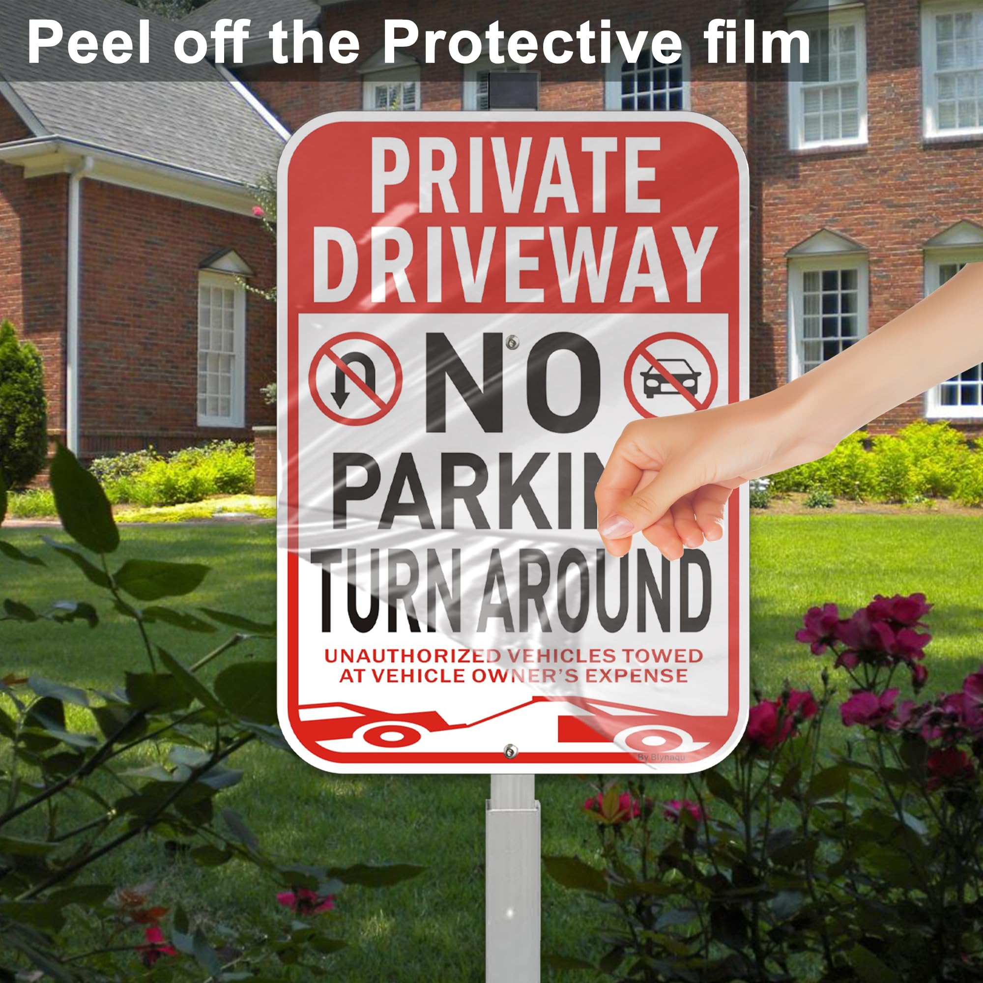 PRIVATE Driveway NO PARKING Symbol YELLOW Aluminum Composite Outdoor ...