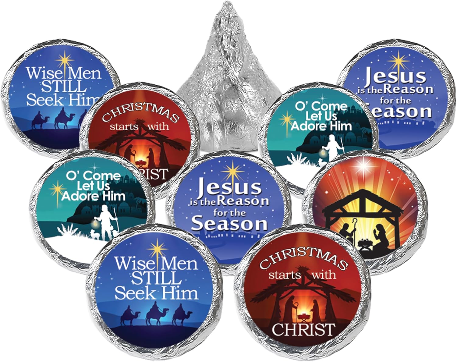 Amazon.com: Religious Christmas Candy Favor Stickers - Christian Faith ...