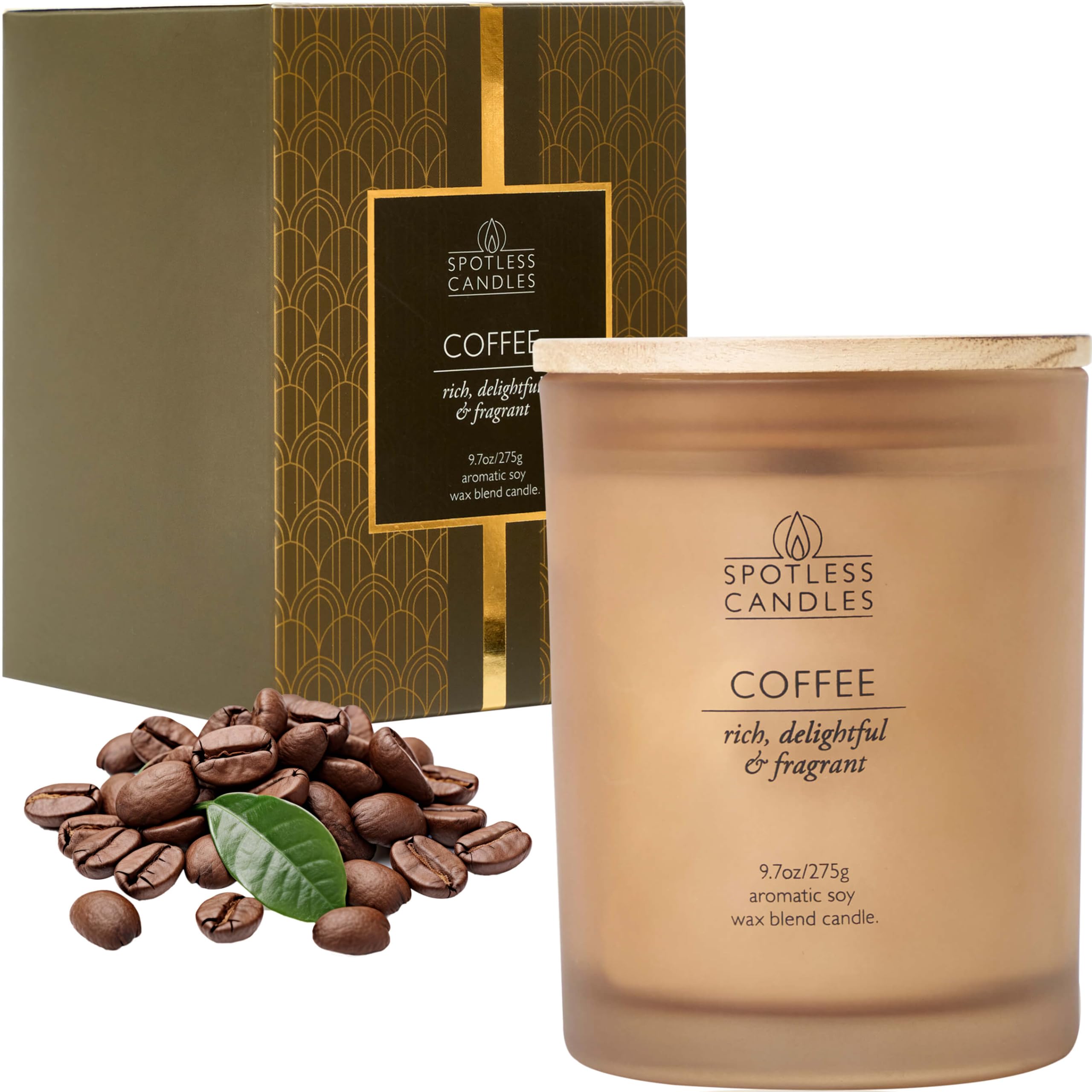 Amazon.com: Coffee Candle - 9.7 oz /275g Coffee Scented Candle in Brown ...