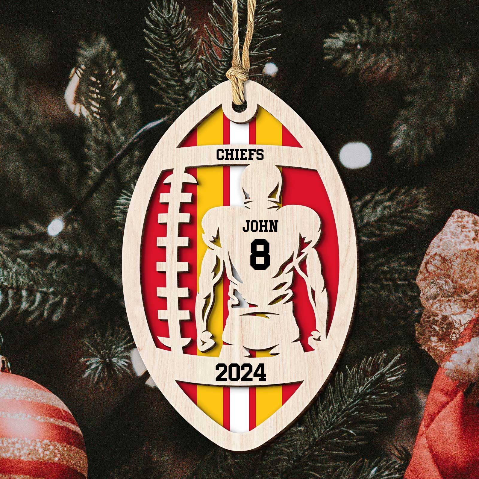 Amazon.com: Personalized Football 2 Layered Wood Ornament, Custom 3D ...