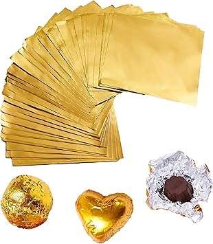 Amazon.com: Square Golden Aluminium Foil Candy Wrappers Sugar Wraps ...