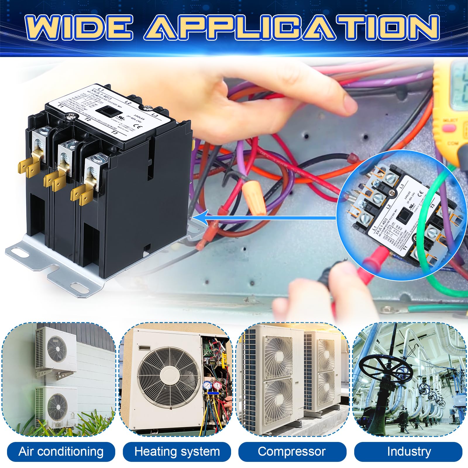 Snapklik.com : Dreyoo Carrier HVAC Motor Contactor, 3 Pole 40Amp Air ...