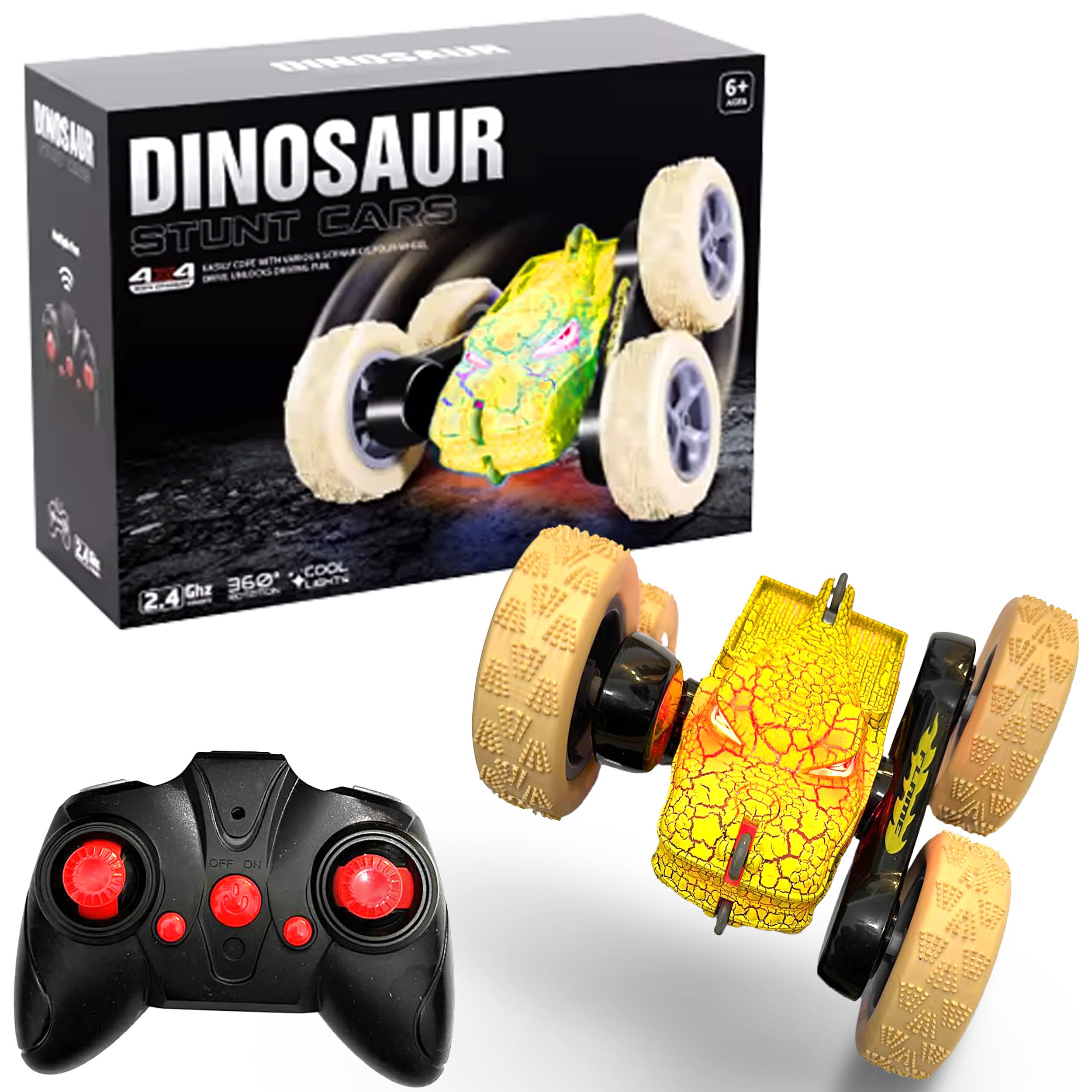 Amazon.com: ChargeDaddy Dino Stunt Car with Crackle LED Lights ...