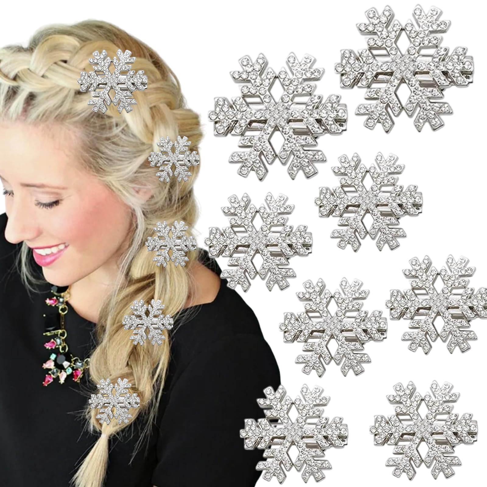 Amazon.com : 8 Pcs Snowflake Hair Clip Sparkly Rhinestone Hair ...