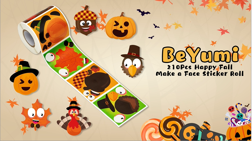 Watch BeYumi 210Pcs Happy Fall Stickers on Amazon Live