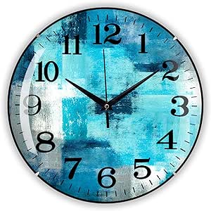 Amazon.com: Turquoise Grey Wall Clock Modern Silent Non-Ticking ...