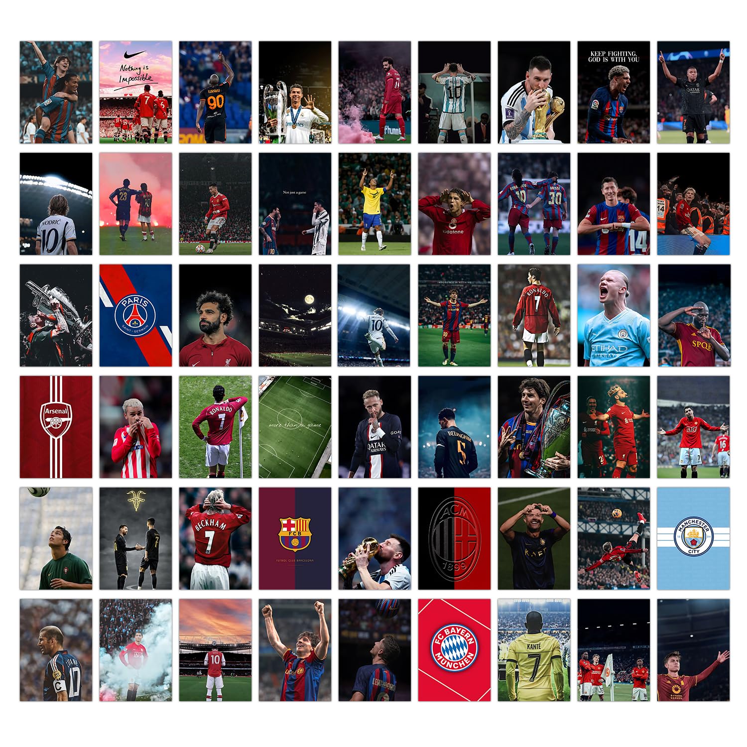 Wallgasm Football Collage Kit - Set of 54, 4 x 6 Inches Posters ...