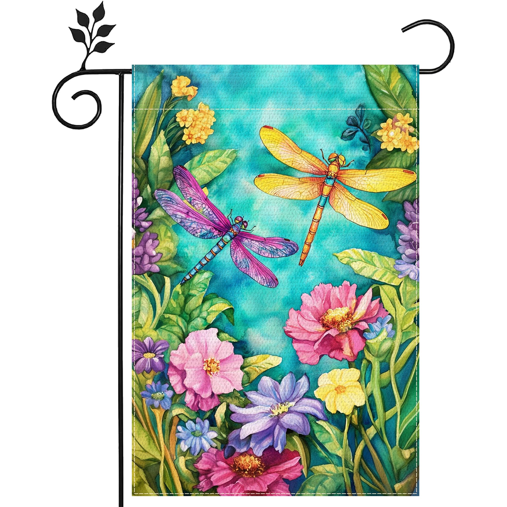 Amazon.com : Spring Summer Dragonfly Garden Flag for Outside 12 x 18 ...