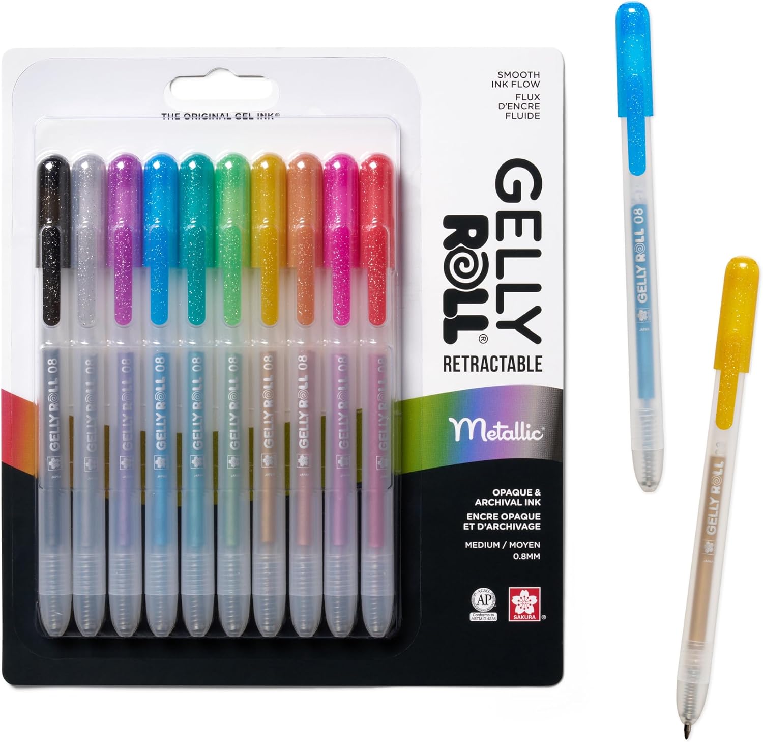 Amazon.com: SAKURA Gelly Roll Retractable Gel Pens Colored - Metallic ...