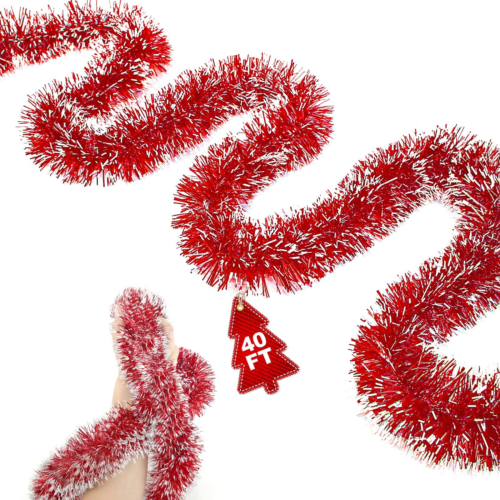 Amazon.com: 40Ft Christmas Garland - Christmas Tree Tinsel, Christmas ...