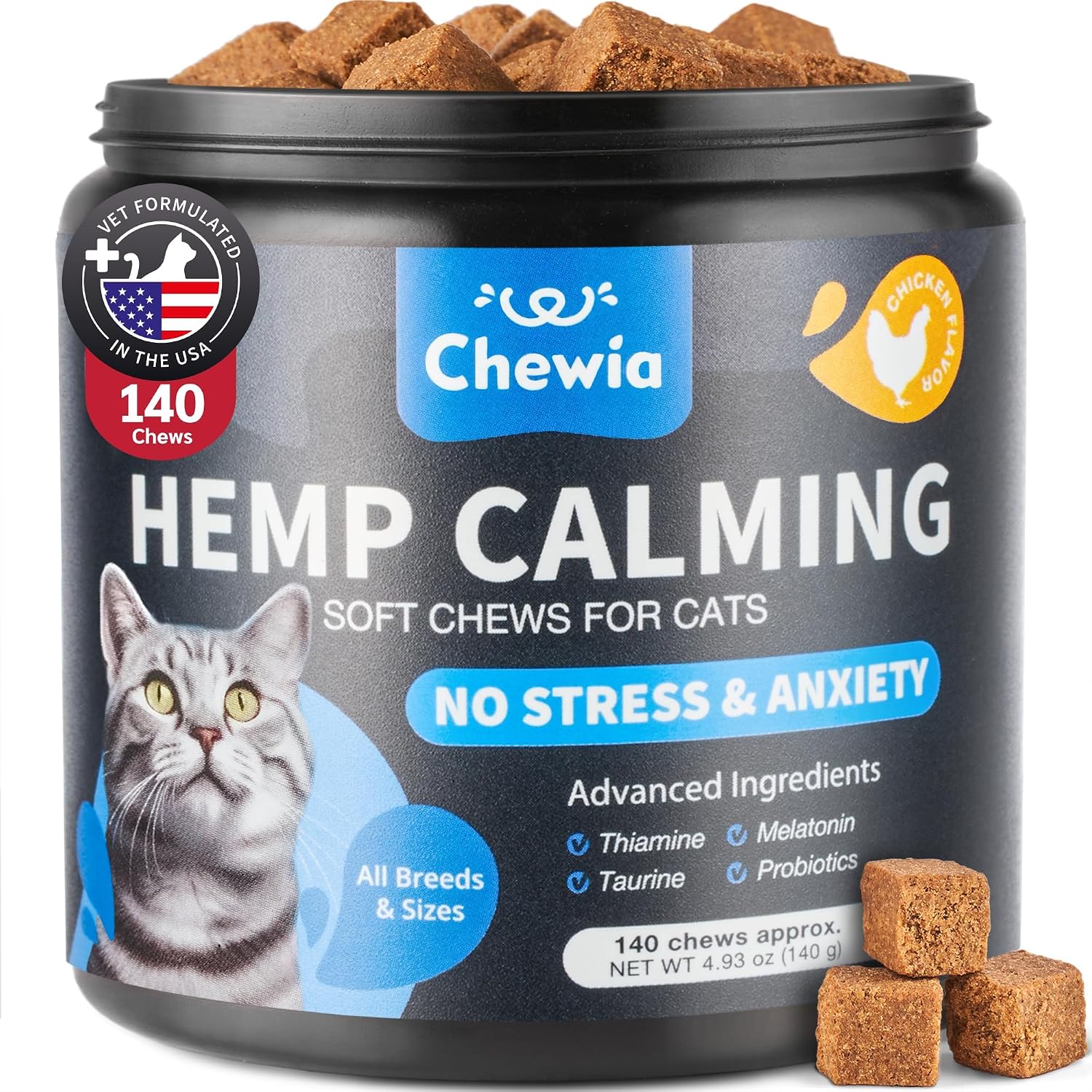 Amazon.com : Cat Calming Treats - Probiotic Melatonin Soft Chews for ...